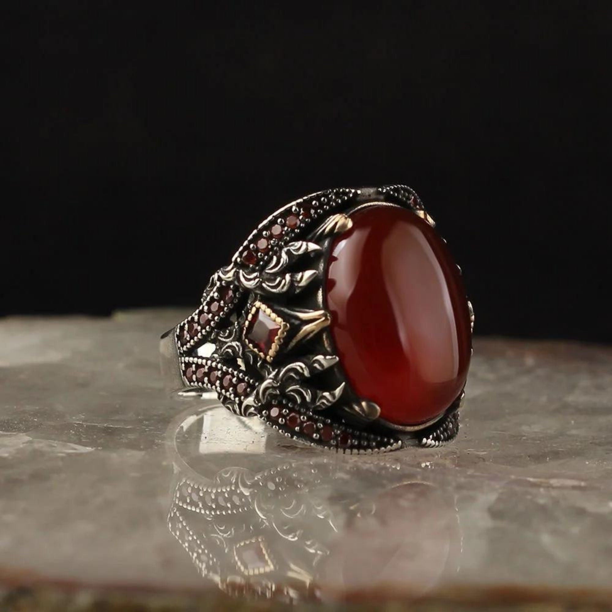 ACHATES RING - STERLING SILVER